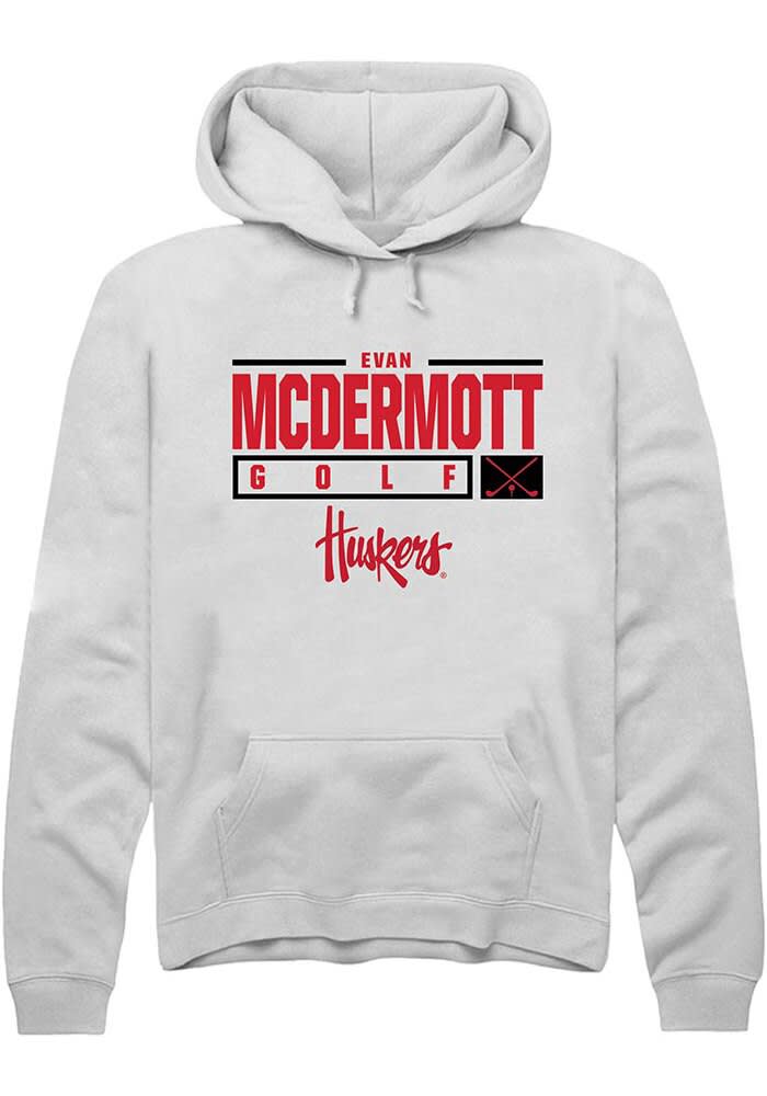 Evan McDermott Mens WHITE Nebraska Cornhuskers NIL Stacked Box Hoodie ...