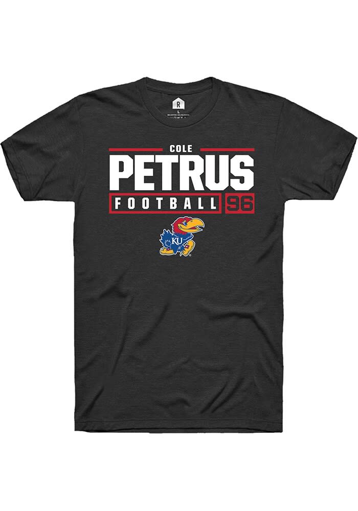 Cole Petrus Kansas Jayhawks Rally BLACK NIL Stacked Box Short Sleeve T ...