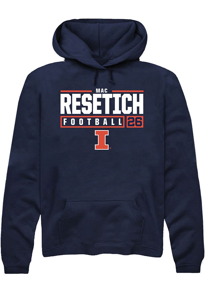 Mac Resetich Mens NAVY Illinois Fighting Illini NIL Stacked Box Hoodie ...