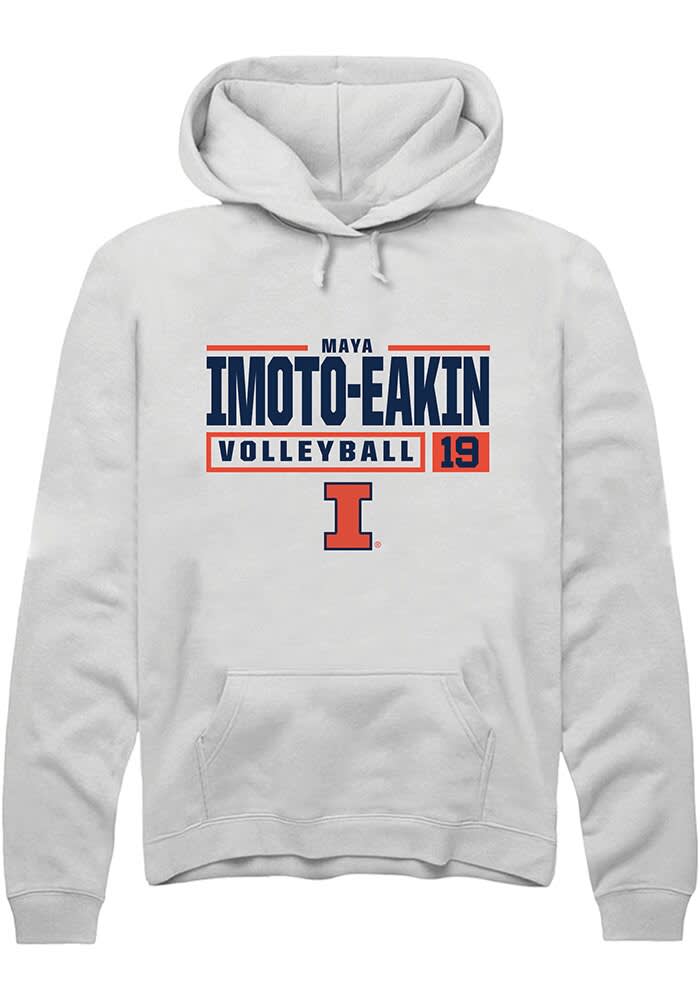 Maya Imoto-Eakin Mens WHITE Illinois Fighting Illini NIL Stacked Box Hoodie - 247663421