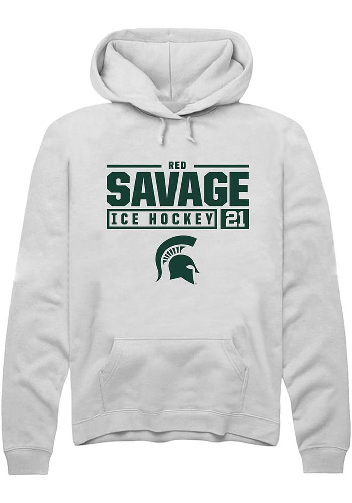 Red Savage Mens WHITE Michigan State Spartans NIL Stacked Box Hoodie ...