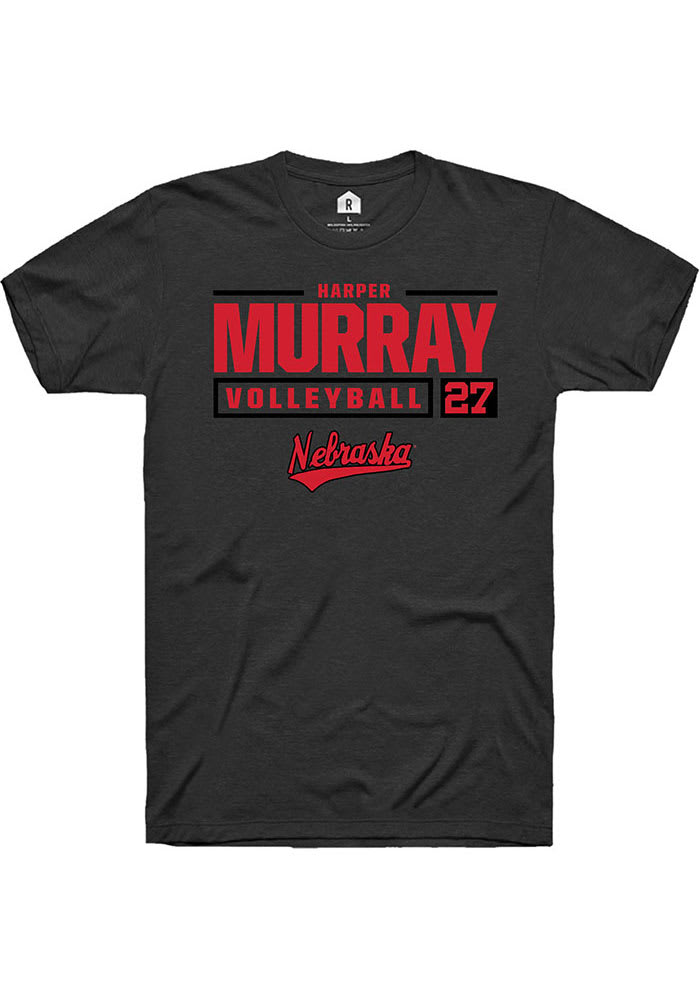 Harper Murray BLACK Nebraska Cornhuskers NIL Stacked Box Short Sleeve T ...