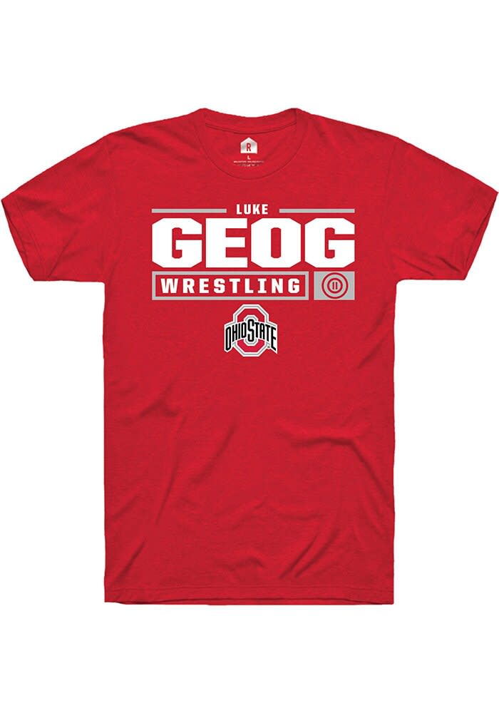 Luke Geog RED Ohio State Buckeyes NIL Stacked Box Short Sleeve T Shirt ...