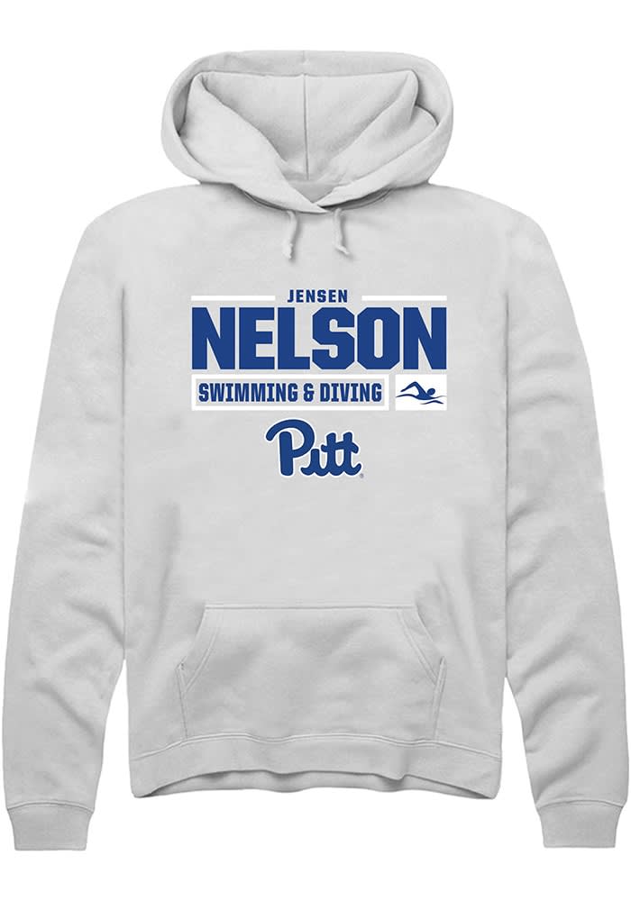 Jensen Nelson Pitt Panthers Mens NIL Stacked Box Hoodie - WHITE
