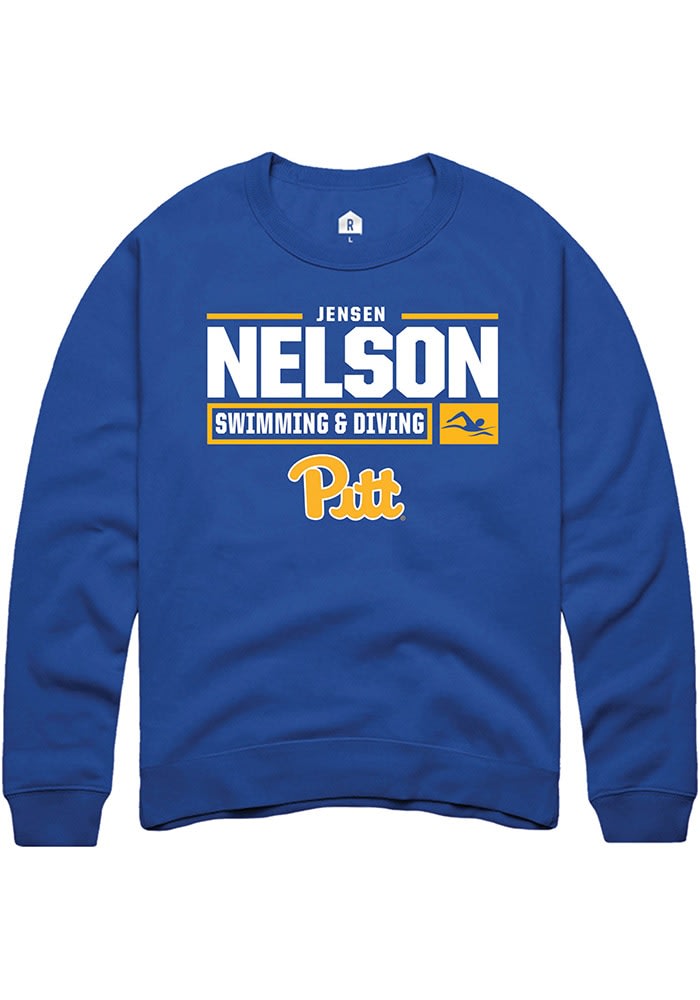 Jensen Nelson Pitt Panthers Mens NIL Stacked Box Crew Sweatshirt - ROYAL