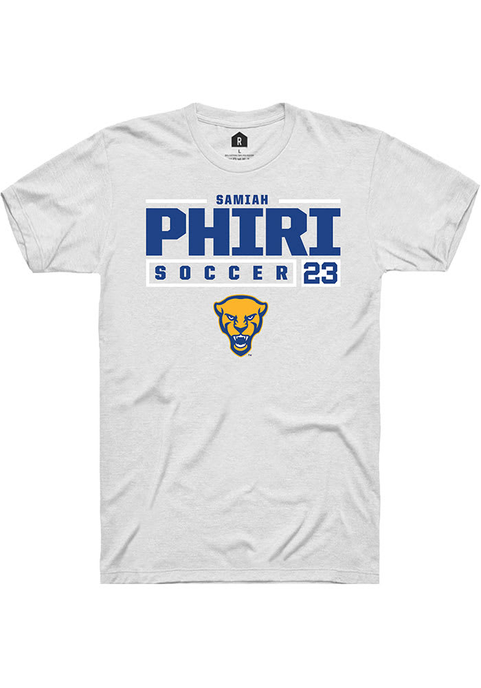 Samiah phiri WHITE Pitt Panthers NIL Stacked Box Short Sleeve T Shirt