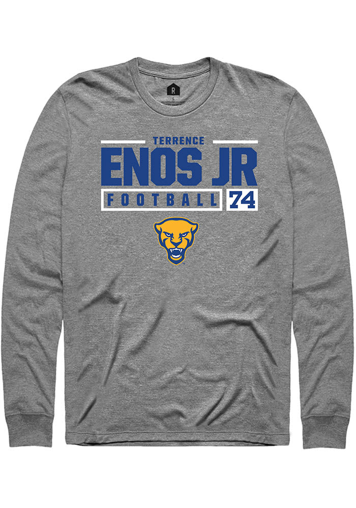 Terrence Enos Jr Pitt Panthers Rally GRAPHITE NIL Stacked Box Long Sleeve T Shirt - 247671124