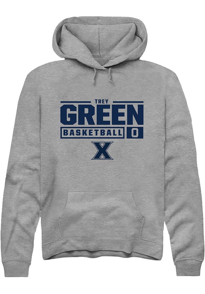 Trey Green Xavier Musketeers Mens GRAPHITE NIL Stacked Box Hoodie ...