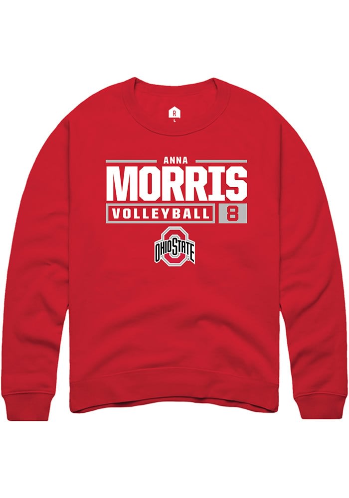 Anna Morris Ohio State Buckeyes Mens Red NIL Stacked Box Crew ...