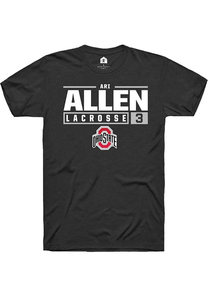 Ari Allen Ohio State Buckeyes Rally BLACK NIL Stacked Box Short Sleeve ...