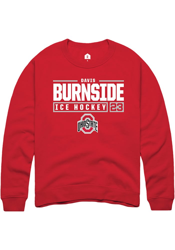 Davis Burnside Mens RED Ohio State Buckeyes NIL Stacked Box Long Sleeve Crew Sweatshirt - 247673557