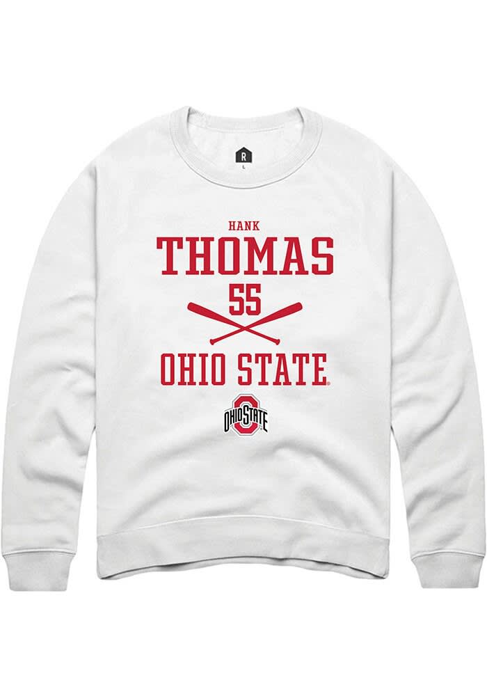 Hank Thomas Ohio State Buckeyes Mens WHITE NIL Stacked Box Crew ...