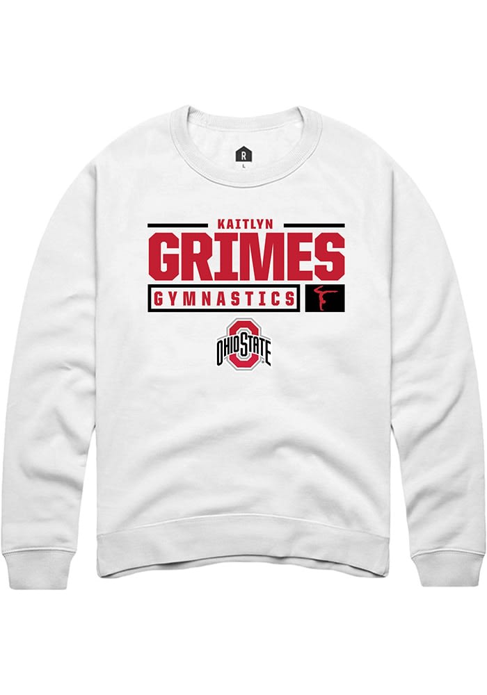 Kaitlyn Grimes Ohio State Buckeyes Mens WHITE NIL Stacked Box Crew ...