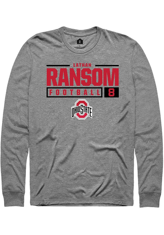 Lathan Ransom Mens GRAPHITE Ohio State Buckeyes NIL Stacked Box Long ...