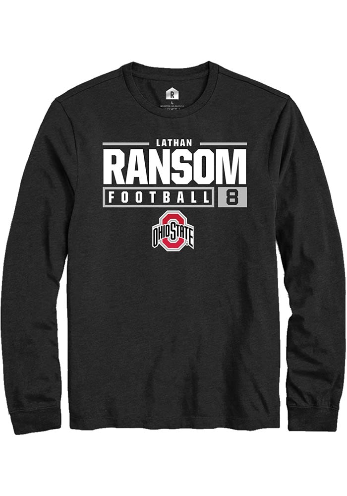 Lathan Ransom Mens BLACK Ohio State Buckeyes NIL Stacked Box Long ...