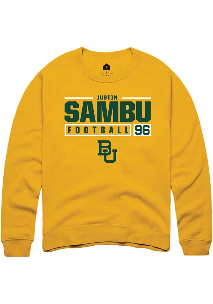 Justin Sambu Baylor Bears Mens GOLD NIL Stacked Box Crew Sweatshirt ...