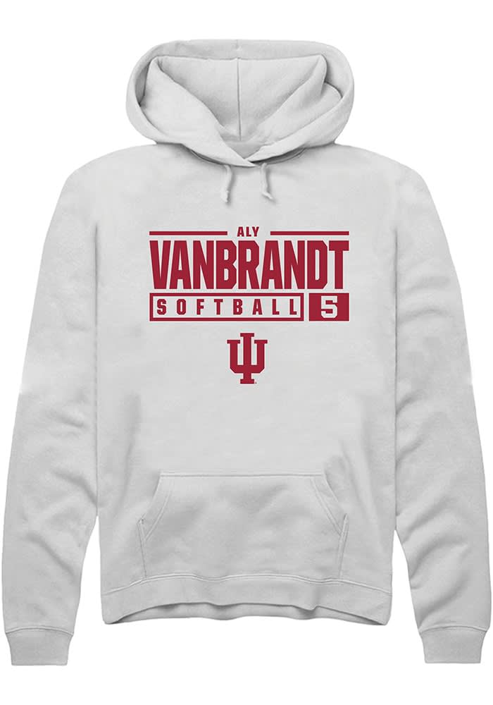 Aly VanBrandt Mens WHITE Indiana Hoosiers NIL Stacked Box Hoodie ...
