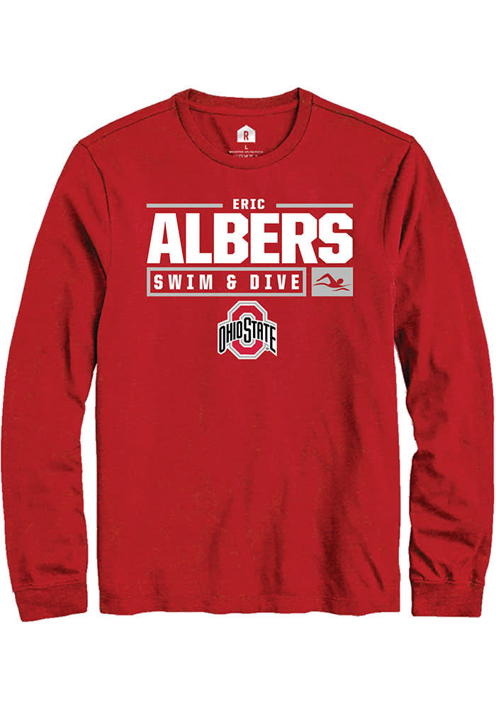 Eric Albers Ohio State Buckeyes Rally RED NIL Stacked Box Long Sleeve T ...