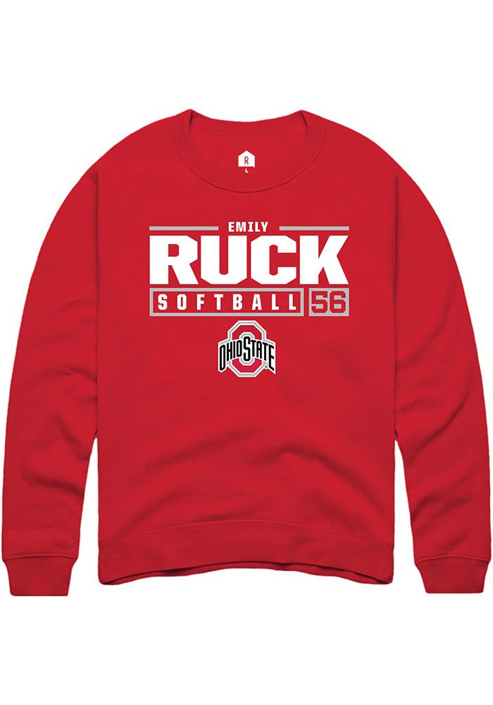Emily Ruck Ohio State Buckeyes Mens Red NIL Stacked Box Crew Sweatshirt ...