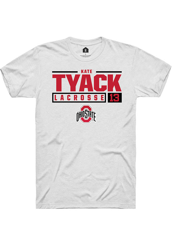 Kate Tyack Ohio State Buckeyes Rally WHITE NIL Stacked Box Short Sleeve T Shirt - 247687128