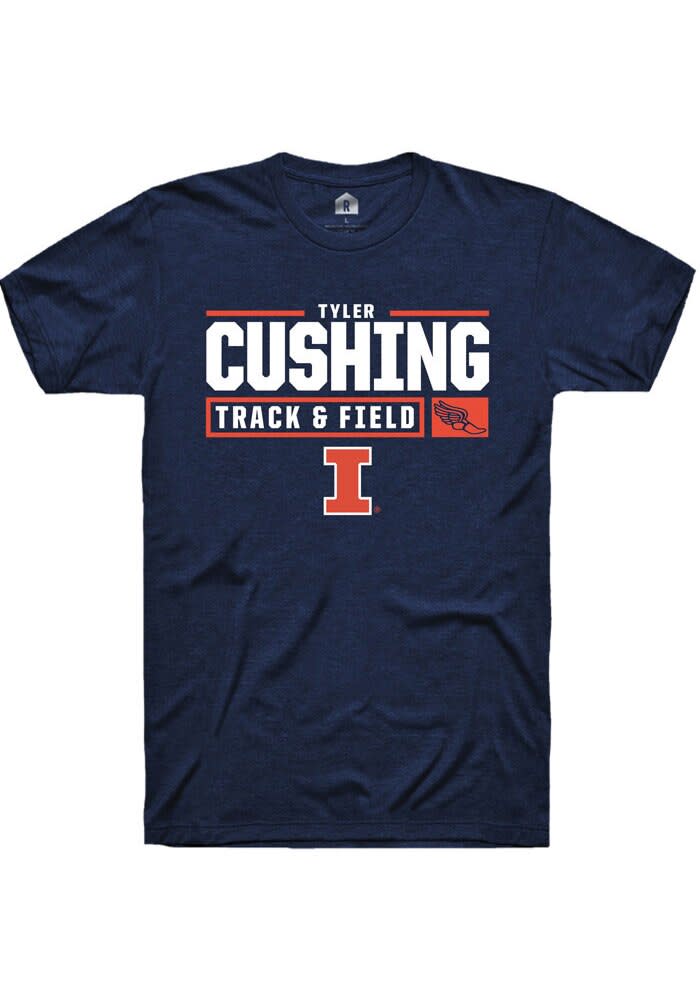 Tyler Cushing NAVY Illinois Fighting Illini NIL Stacked Box Track Short ...