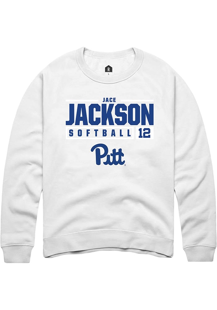 Jace Jackson Pitt Panthers Mens NIL Stacked Box Crew Sweatshirt - WHITE