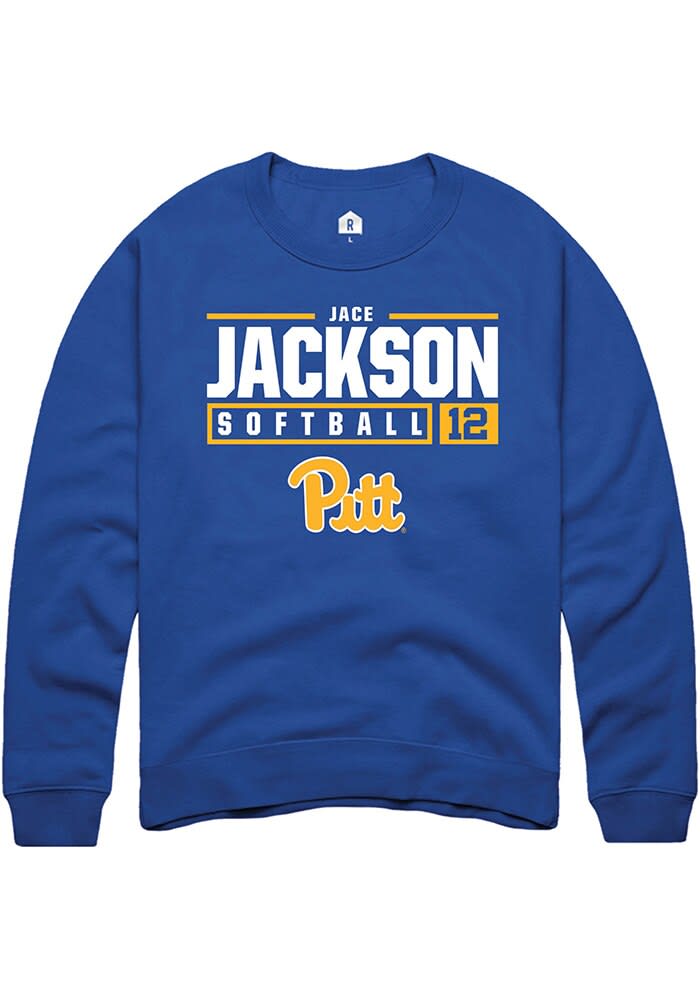 Jace Jackson Pitt Panthers Mens ROYAL NIL Stacked Box Crew Sweatshirt ...
