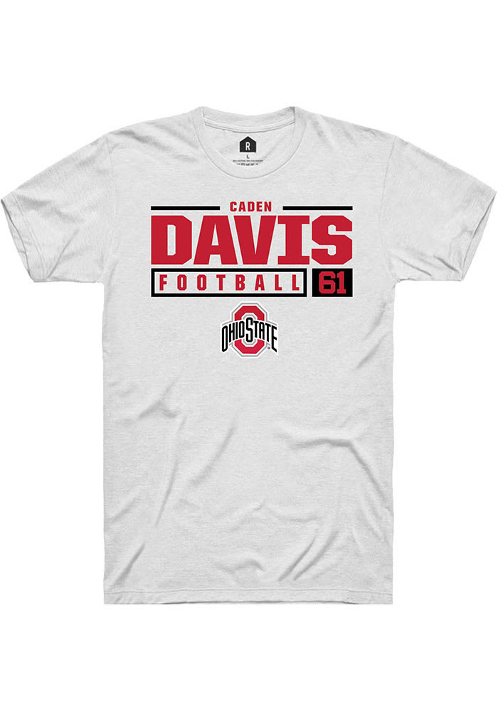 Caden Davis WHITE Ohio State Buckeyes NIL Stacked Box Short Sleeve T ...