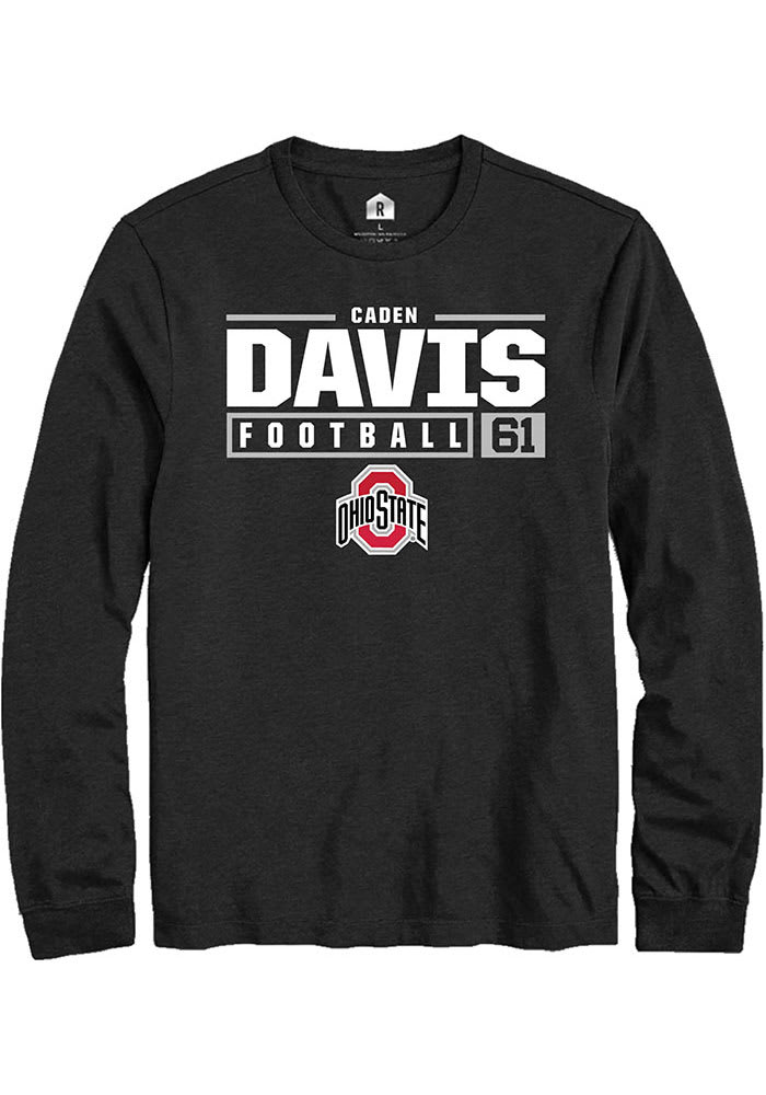 Caden Davis Mens BLACK Ohio State Buckeyes NIL Stacked Box Long Sleeve ...