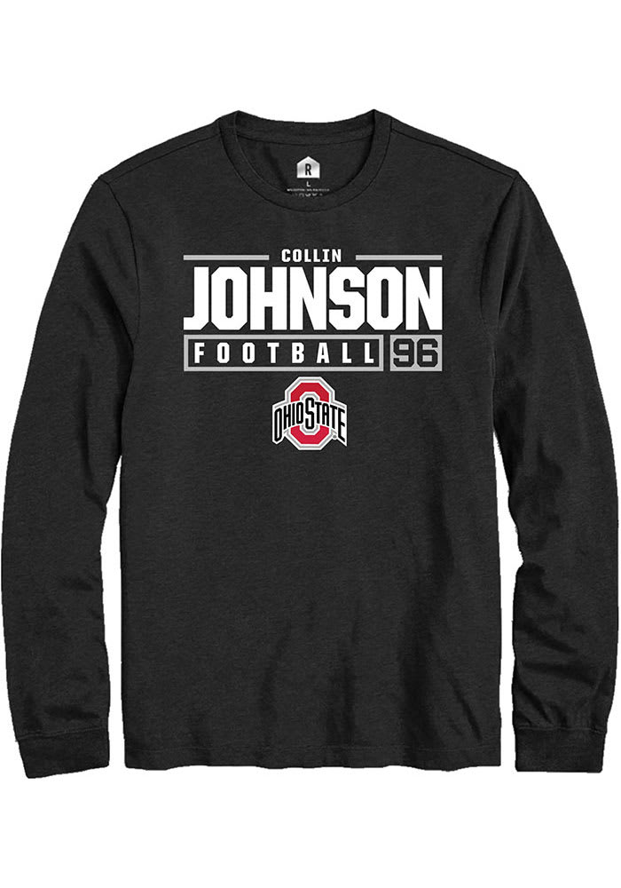 Collin Johnson Ohio State Buckeyes Rally BLACK NIL Stacked Box Long ...