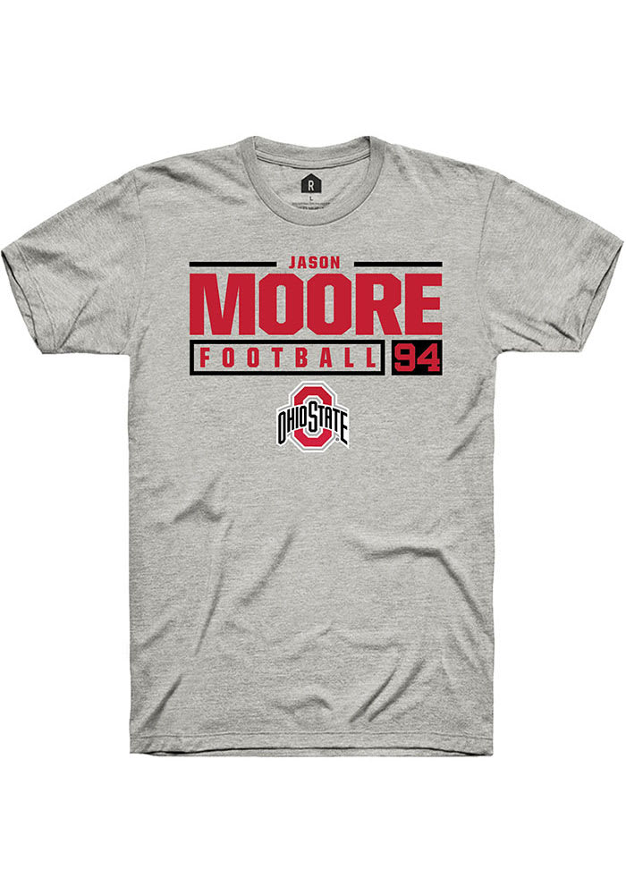 Jason Moore Ohio State Buckeyes Rally ASH NIL Stacked Box Short Sleeve ...