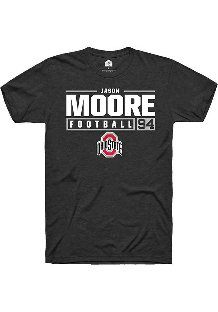 Jason Moore BLACK Ohio State Buckeyes NIL Stacked Box Short Sleeve T ...