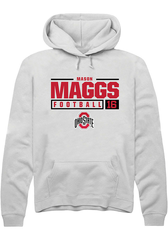 Mason Maggs Ohio State Buckeyes Mens WHITE NIL Stacked Box Hoodie ...