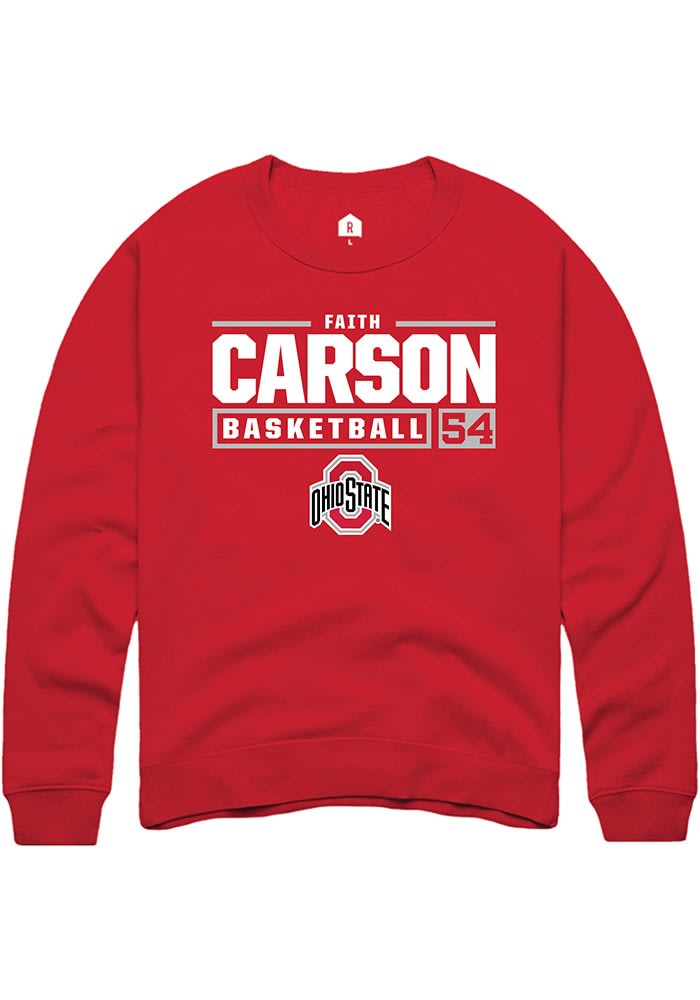 Faith Carson Mens Red Ohio State Buckeyes NIL Stacked Box Long Sleeve ...