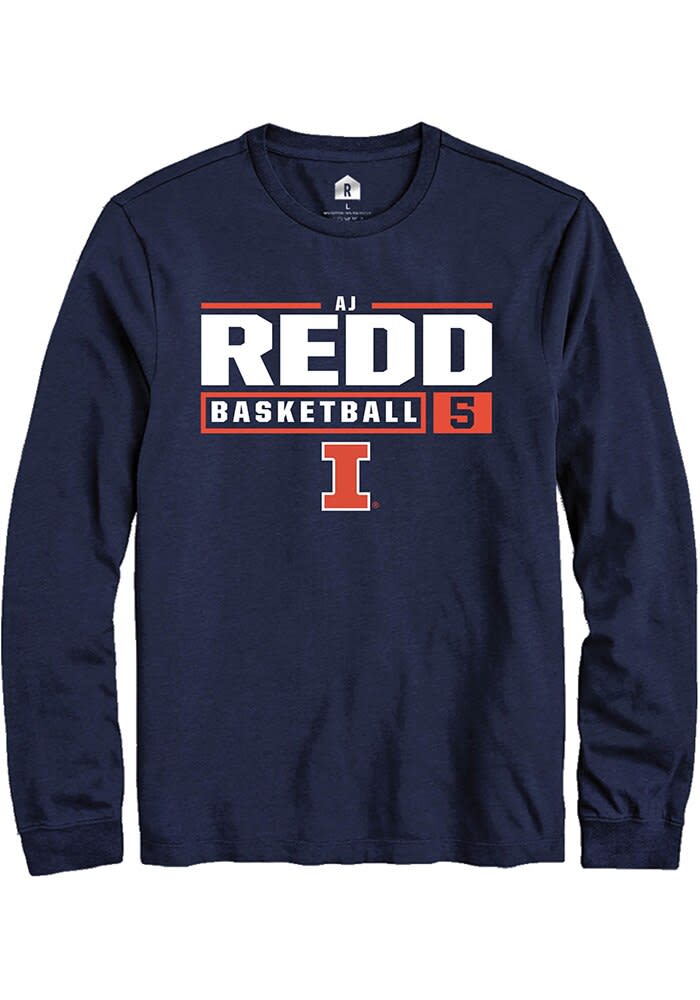 AJ Redd Mens NAVY Illinois Fighting Illini NIL Stacked Box Long Sleeve ...