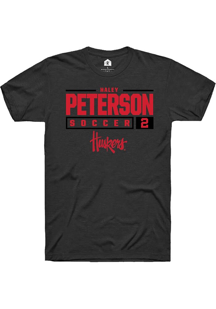 Haley Peterson BLACK Nebraska Cornhuskers NIL Stacked Box Short Sleeve ...