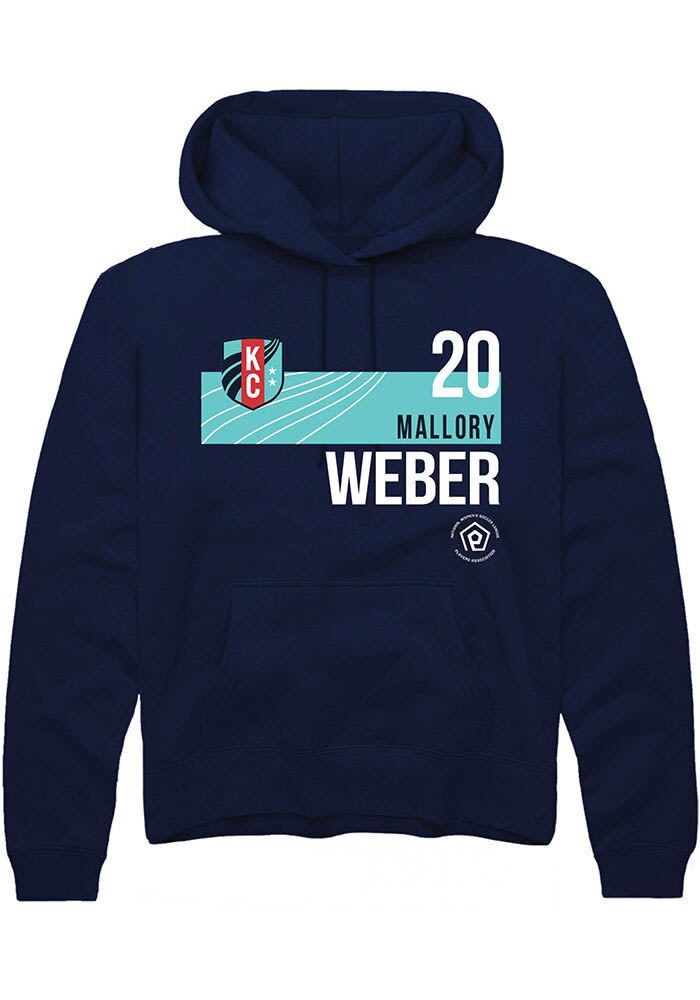 Mallory Weber KC Current Player Teal Block Hoodie - Navy Blue