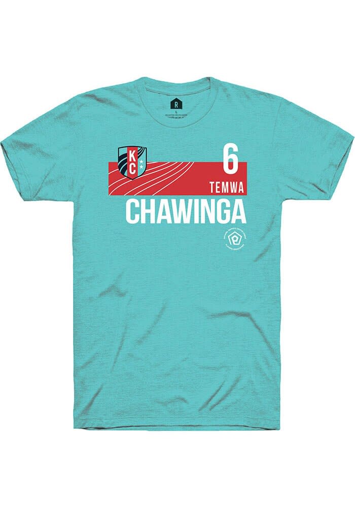 Temwa Chawinga KC Current TEAL Player Red Block Short Sleeve Player T ...