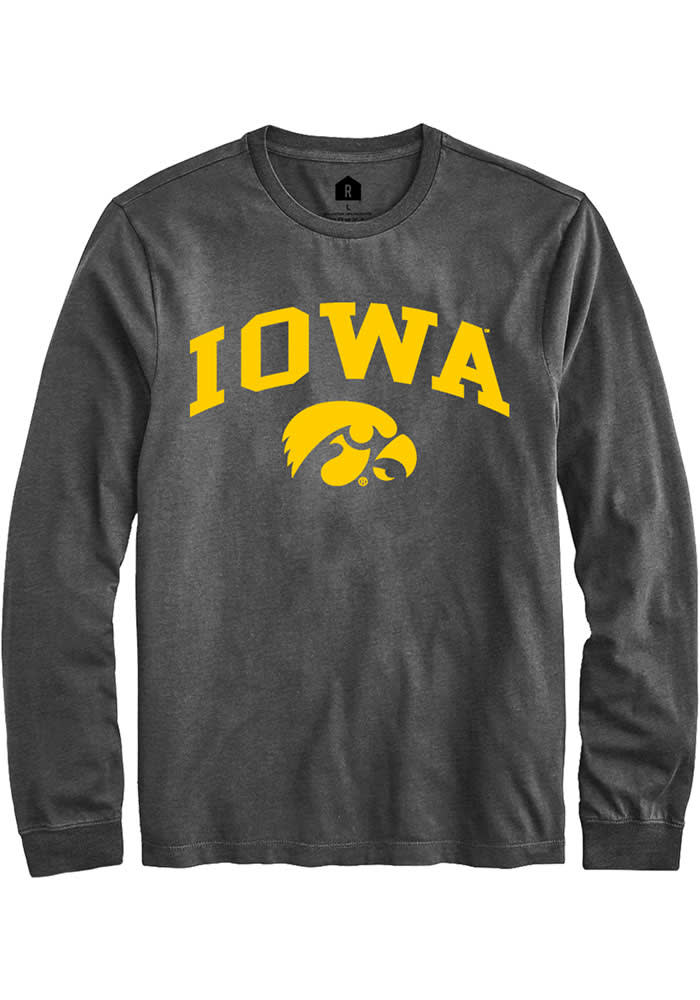 Rally Iowa Hawkeyes Arch Logo Long Sleeve T Shirt CHARCOAL