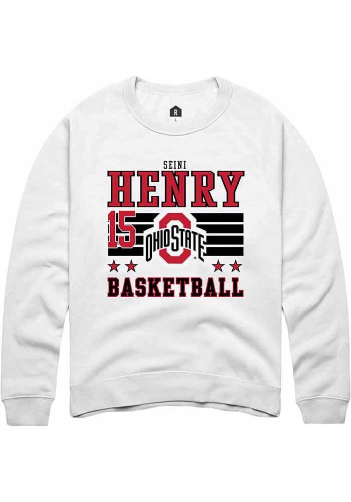 Seini Henry Mens White Ohio State Buckeyes NIL Striped Long Sleeve Crew ...