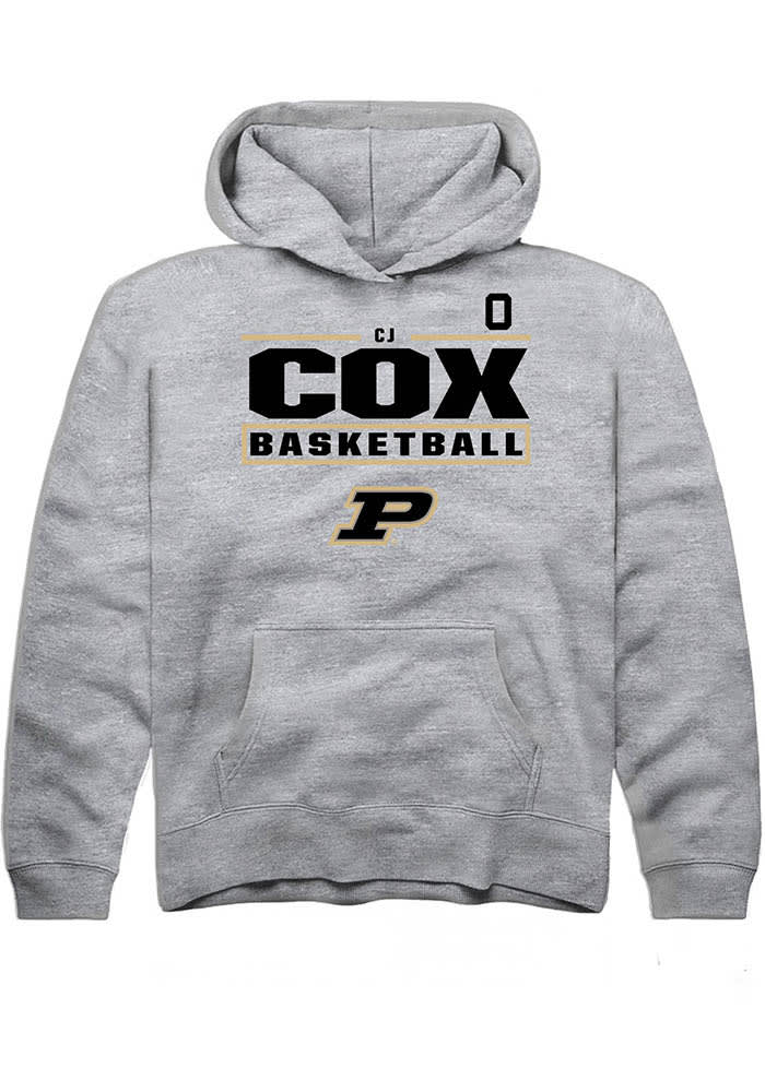 CJ Cox Youth SPORTGREY Purdue Boilermakers NIL Stacked Box Long Sleeve ...