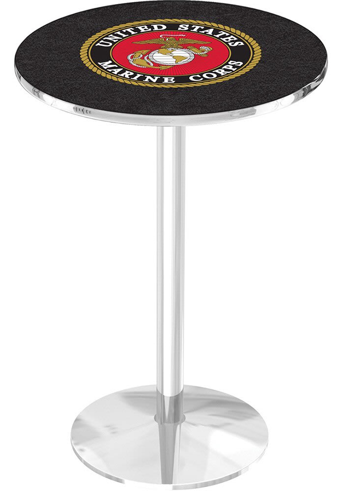 Marine Corps Chrome Round Base SILVERGREY Pub Table - 25520866