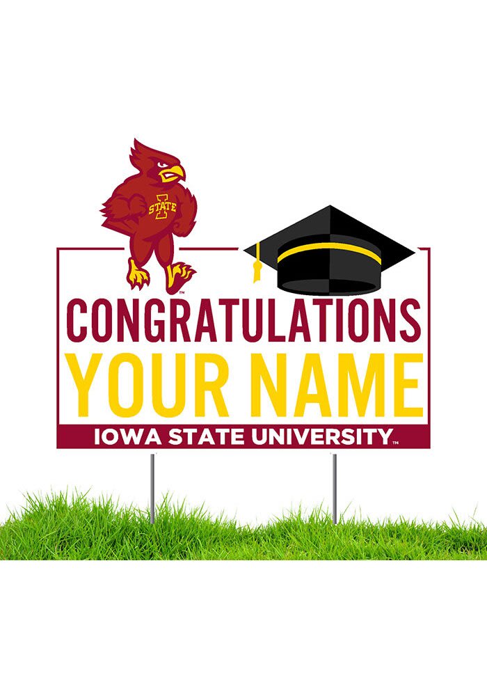 Iowa State Cyclones White Personalized Congratulations Grad Yard Sign ...