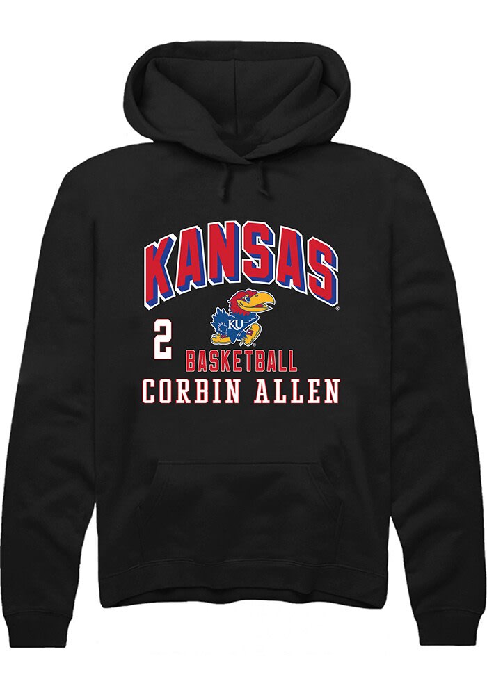 Corbin Allen Kansas Jayhawks Mens BLACK NIL Arch Logo Player Hood ...