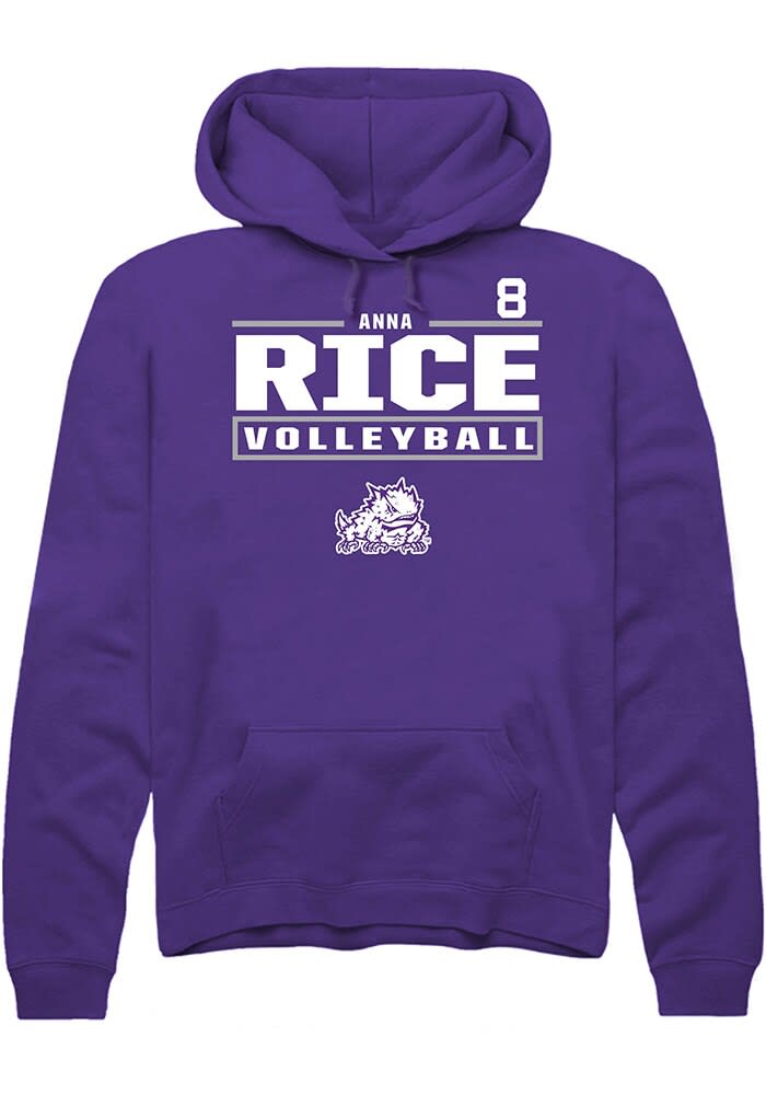 Anna Rice TCU Horned Frogs Mens PURPLE NIL Stacked Box Player Hood - 2593541