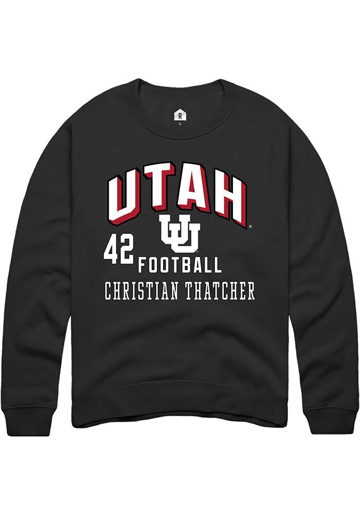 Christian Thatcher Utah Utes Mens BLACK NIL Arch Logo Player Crew ...
