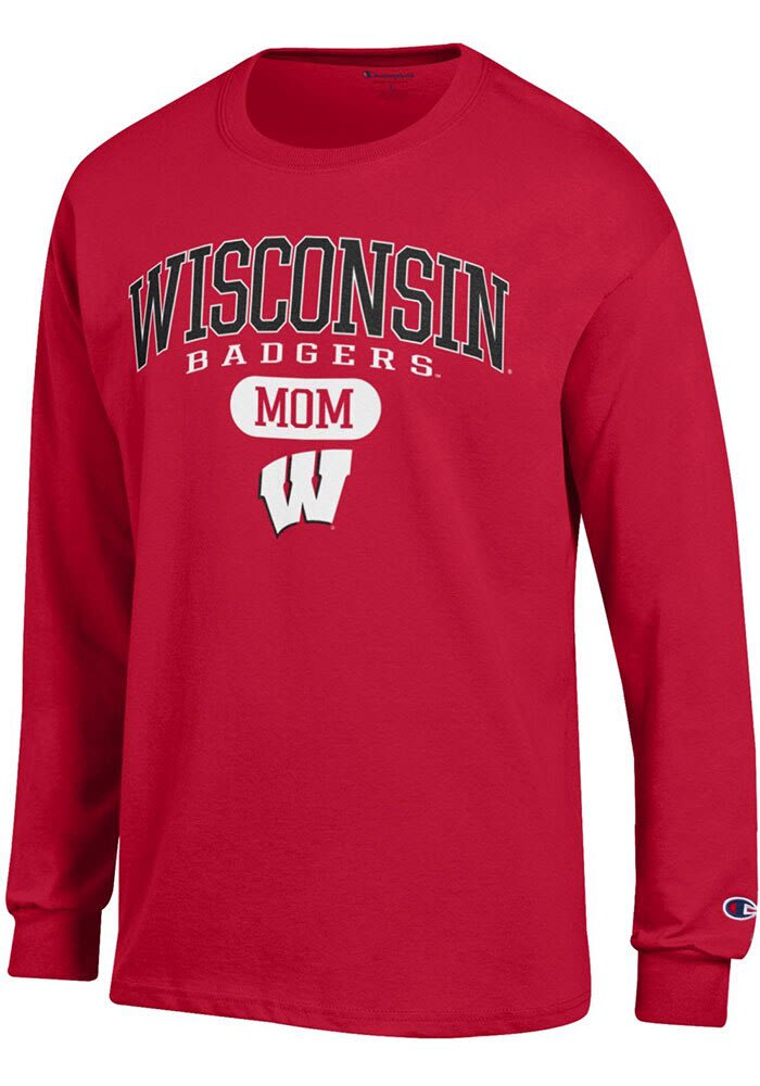 Champion Mens Red Wisconsin Badgers Pill Box Mom Jersey Long Sleeve Tee ...