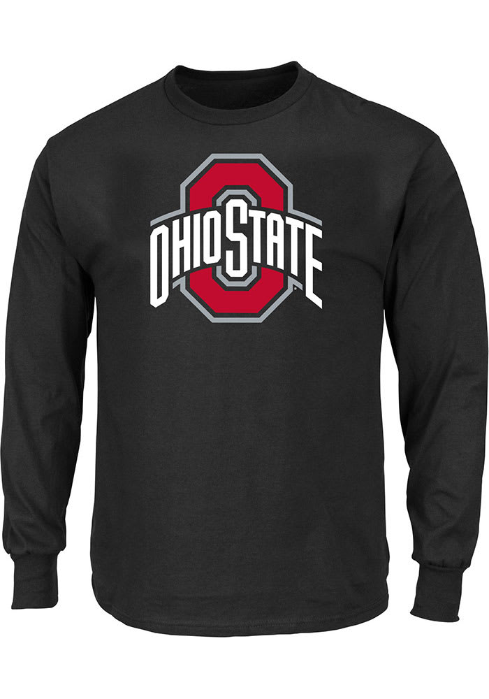 Ohio State Buckeyes BLACK Primary Logo Big and Tall Long Sleeve T-Shirt ...