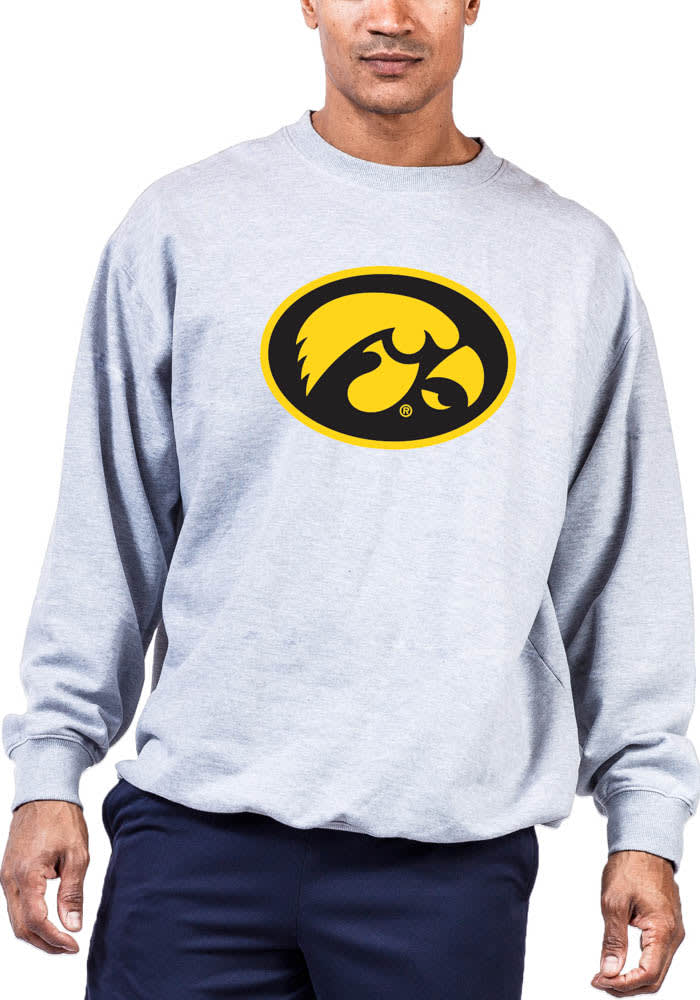 Iowa Hawkeyes GREY Primary Logo Big and Tall Crew Sweatshirt - 26500567