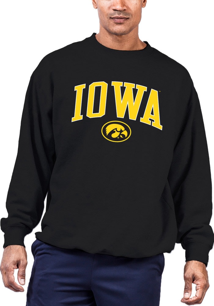 Iowa Hawkeyes Mens BLACK Arch Crew Sweatshirt - 26500573